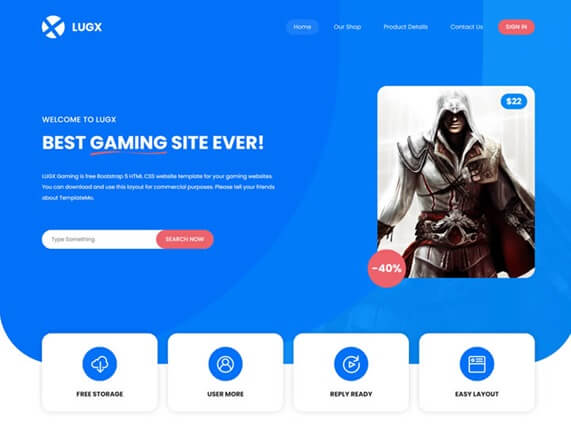 Free HTML Gaming Template Download - Blogwings